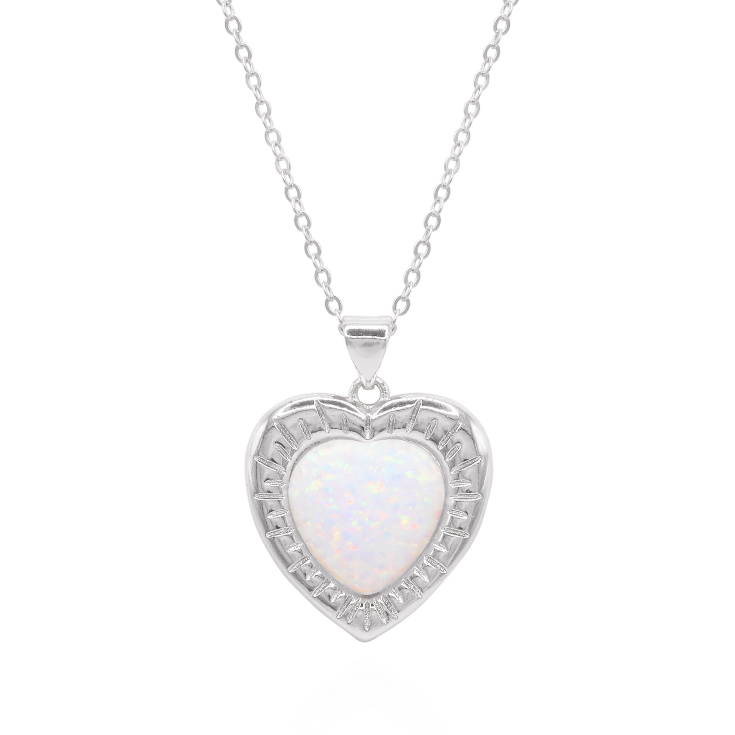 Cora Opal Heart Necklace | 925 Sterling Silver | Luna Charles
