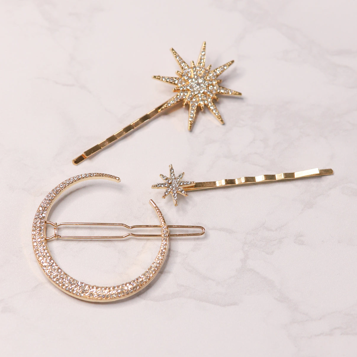 Juno Moon & Star Hair Clip Set | Gold | Luna Charles