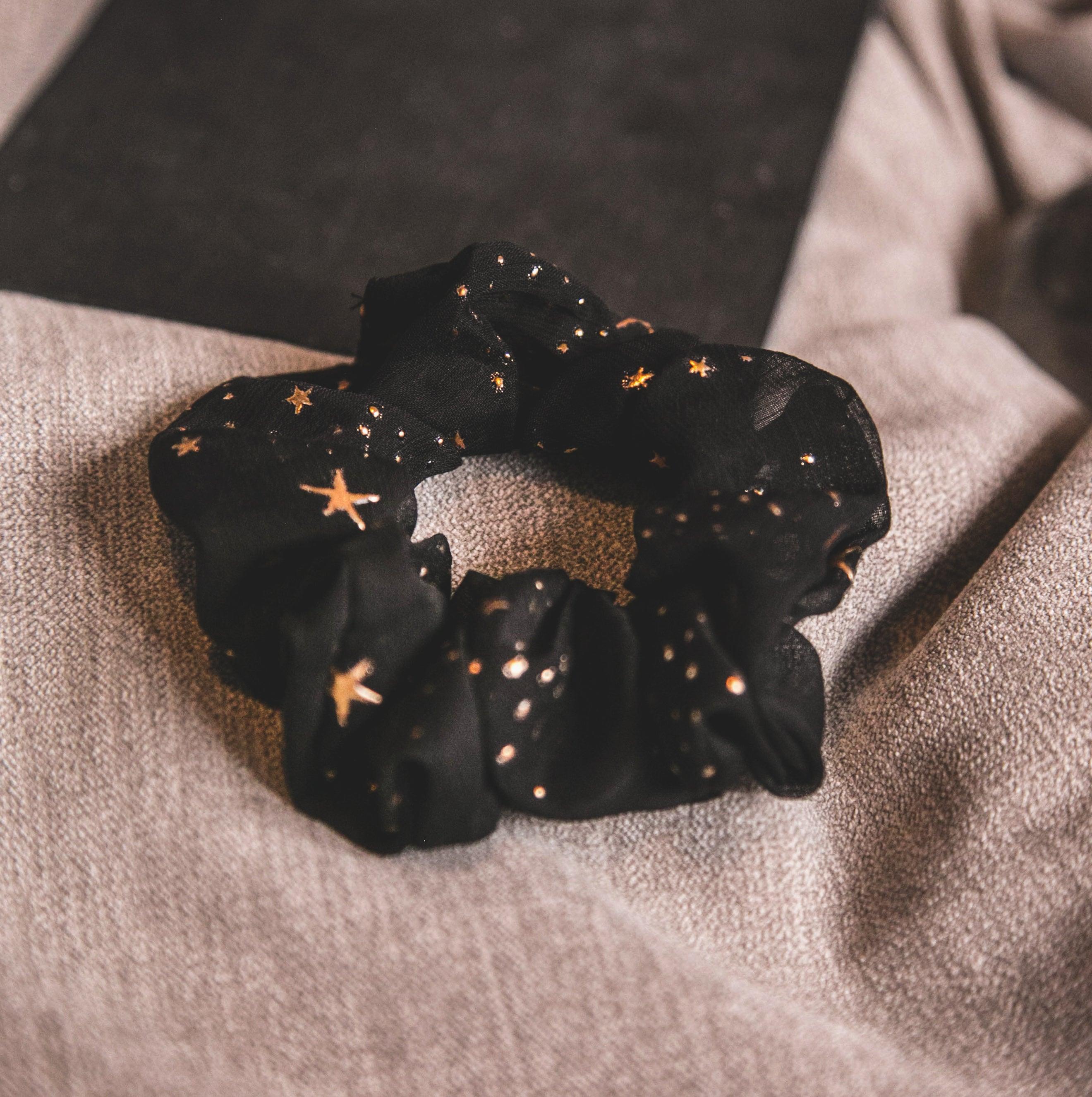 Demi Star Hair Scrunchie | Black | Luna Charles