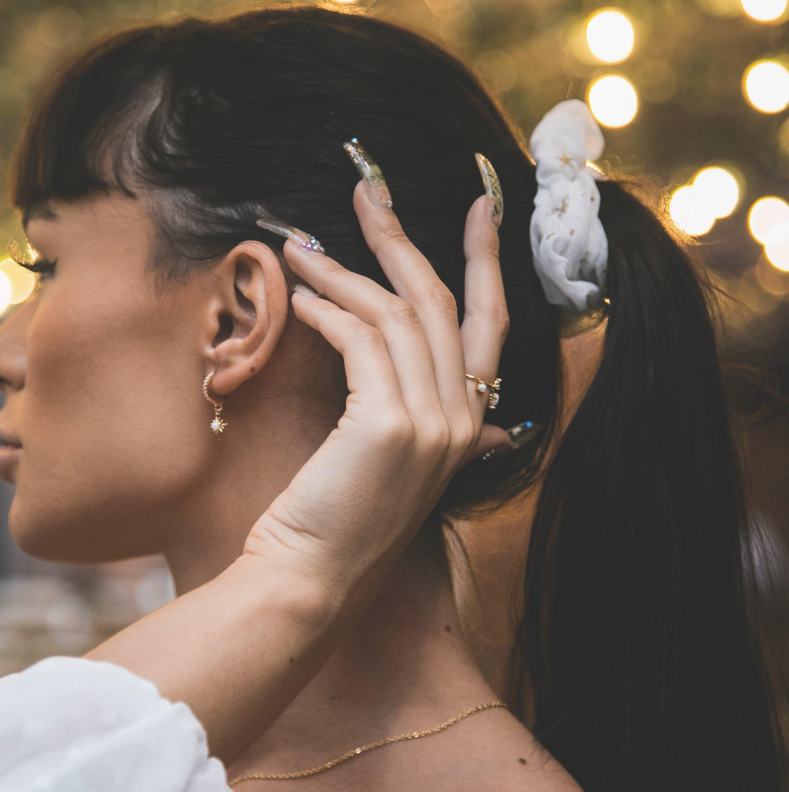 Demi Star Hair Scrunchie | White | Luna Charles